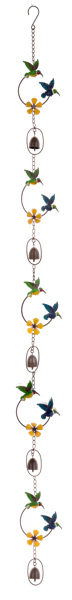 Colorful Hummingbird Rain Chain with Bells | Tricia's Gems